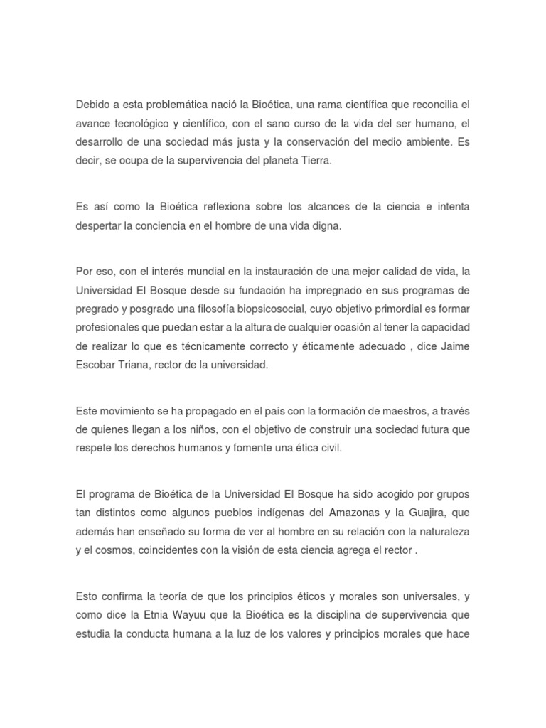 Debido A Esta Problemática Nació La Bioética | PDF