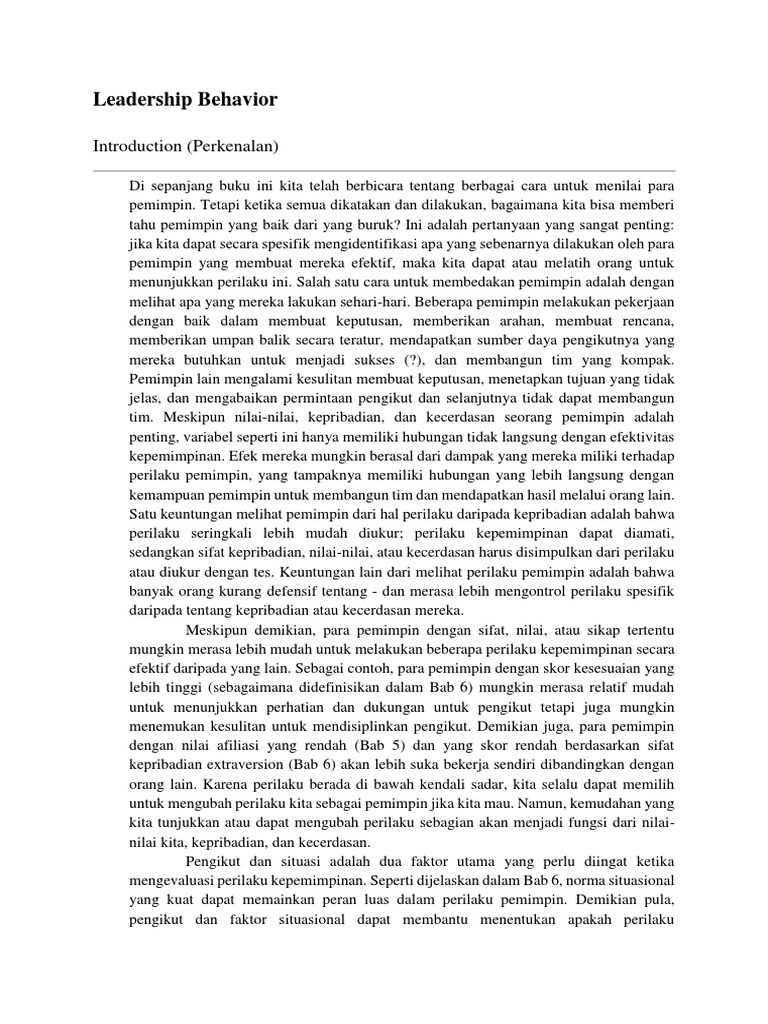 Leadership Behavior | PDF