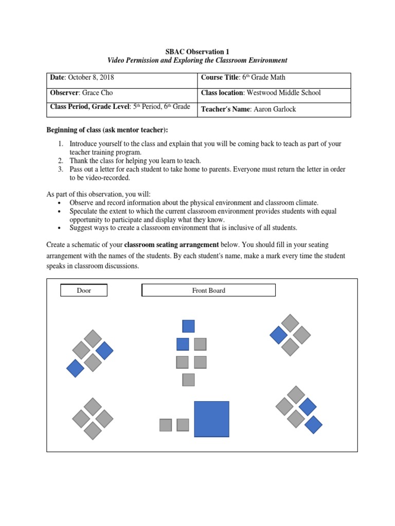 Sbac Observation 1 | PDF | Classroom | Special Education
