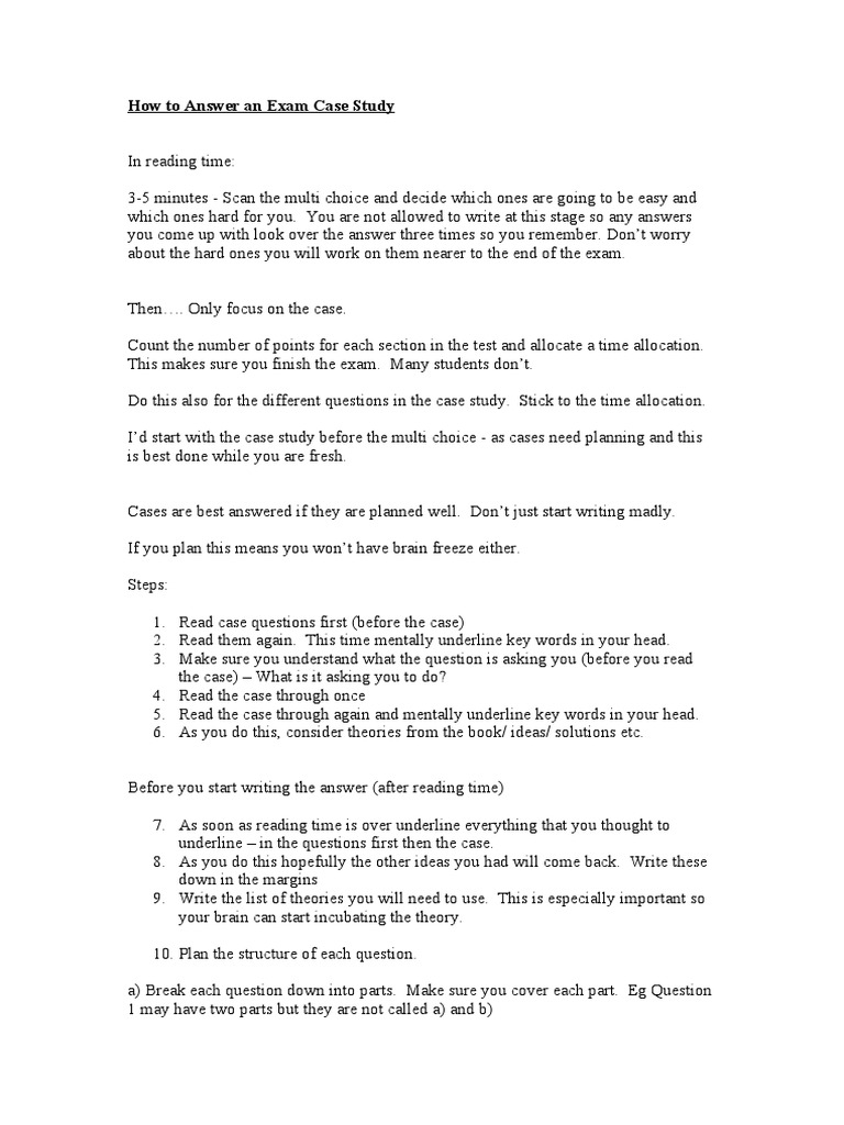 Exam Case Study Answering Guide | PDF | Question | Test (Assessment)