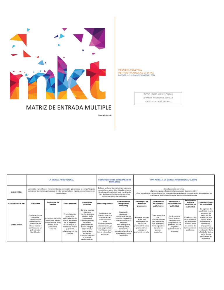 Matriz de Entrada Multiple | PDF | Marketing | Publicidad