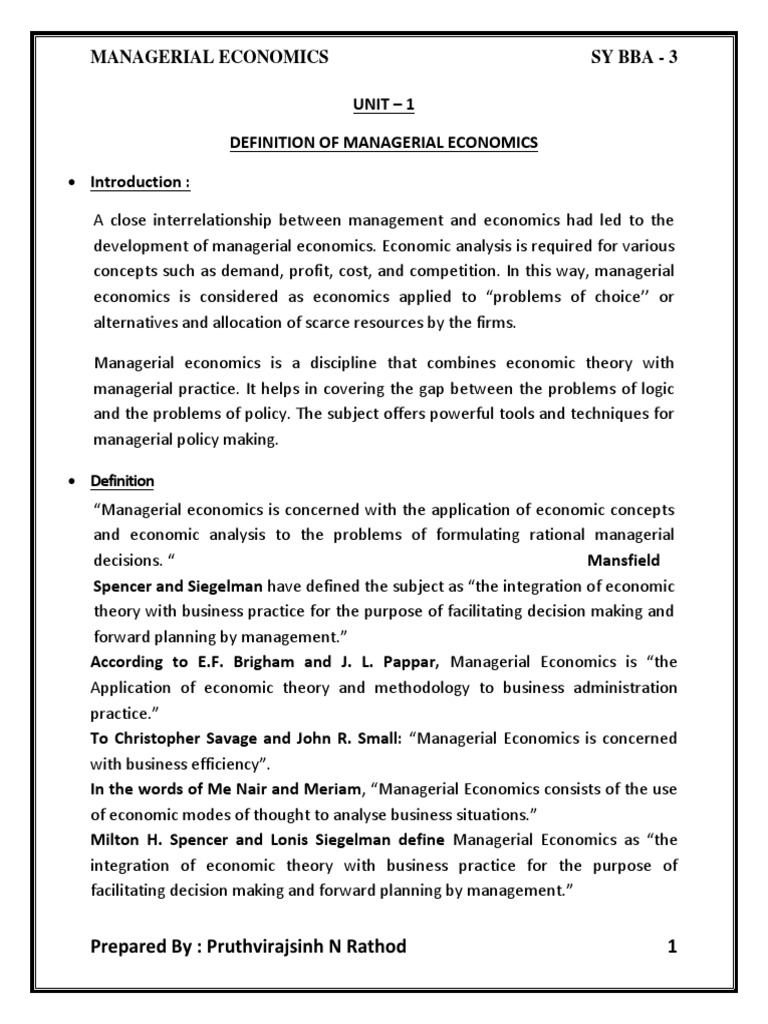 Managerial Economics Definition | PDF | Production Function | Linear ...