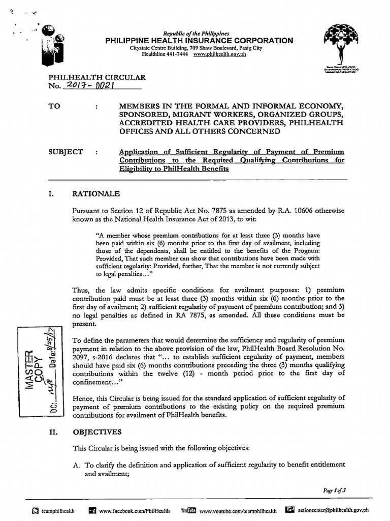 PHILHEALTH Circular No. 2017-0021 | PDF | Health Economics | Insurance