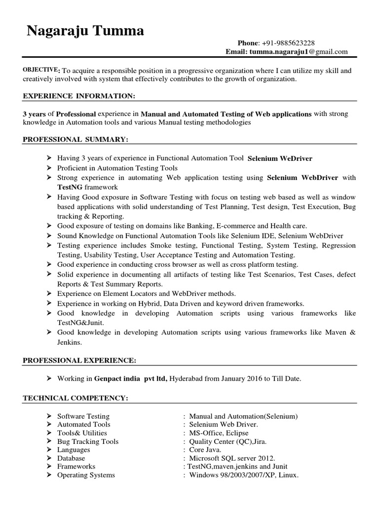 Naga Resume | PDF | Selenium (Software) | Software Testing