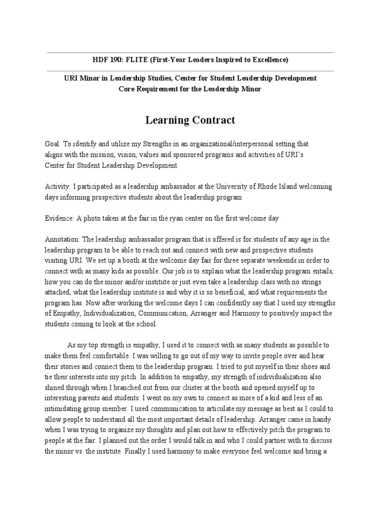 Learning Contract - 2 | PDF | Empathy | Leadership