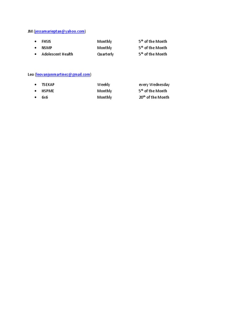 Report Schedules | PDF