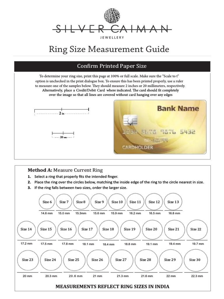 Ring Size Chart Guide v1 | PDF