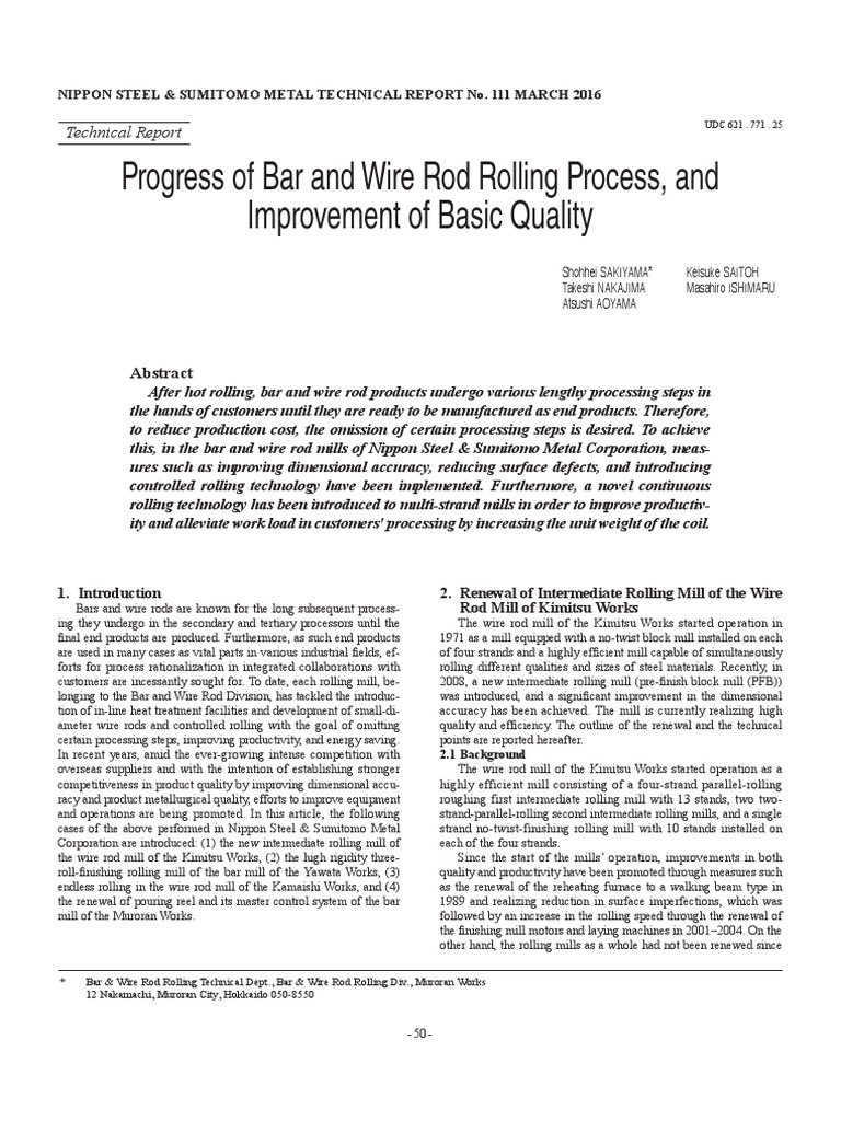 Bar & Wire Rod Rolling Advancements | PDF | Rolling (Metalworking) | Wire