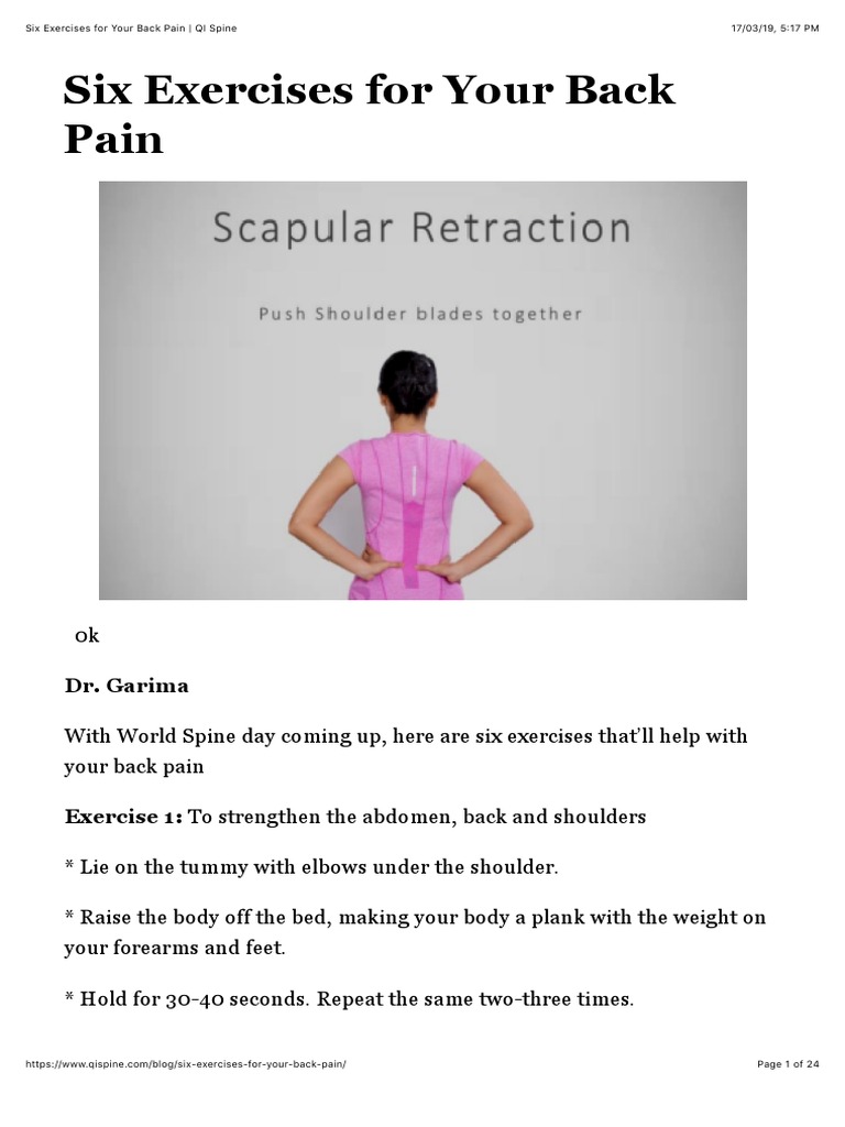 Six Exercises For Your Back Pain - QI Spine | PDF | Abdomen | Back Pain