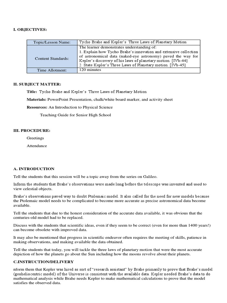 Senior High Astronomy Guide | PDF | Tycho Brahe | Johannes Kepler