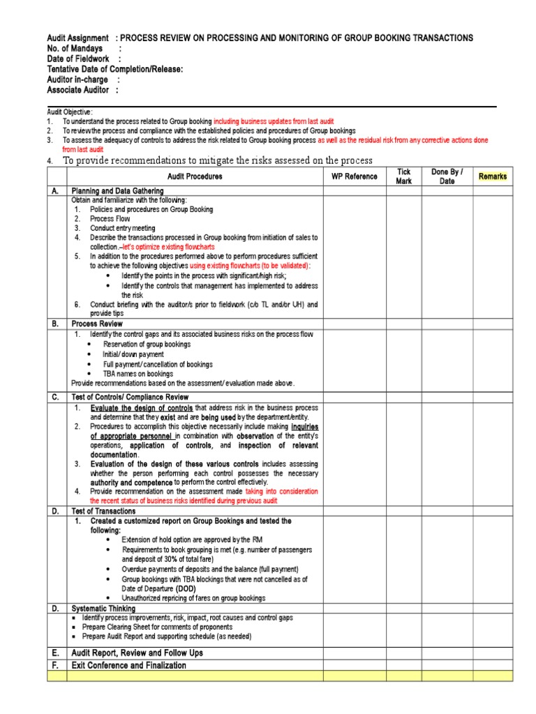 APG - Process Review Sample | PDF | Audit | Business Process