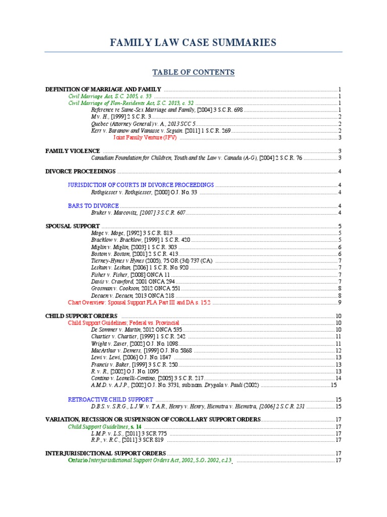 Canadian Family Law Cases | PDF | Feminism And The Family | Family