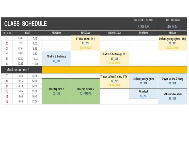Class Schedule: 6:30 AM 45 MIN | PDF