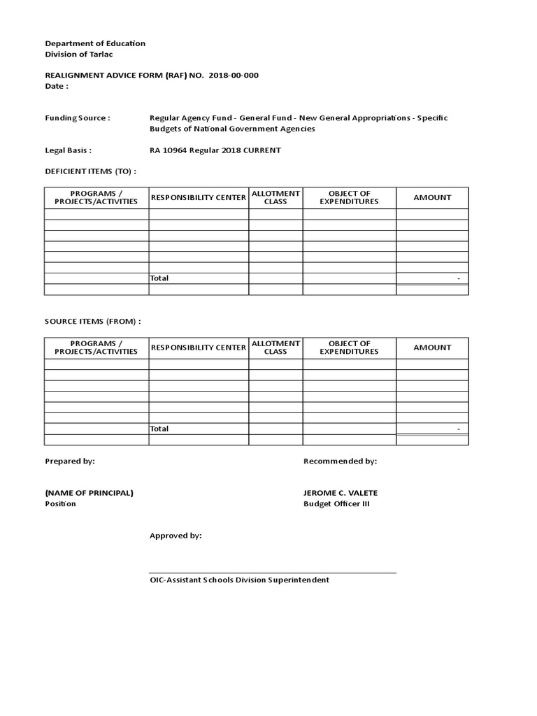 Realignment Form | PDF
