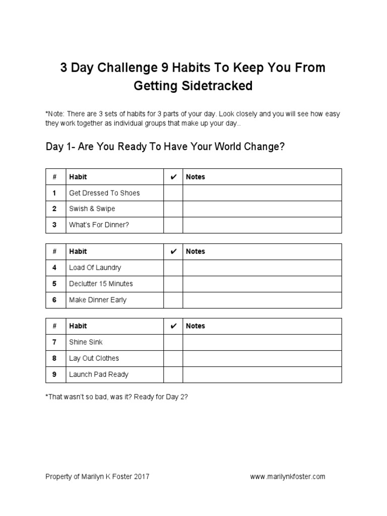 3-Day Habits Challenge Guide | PDF