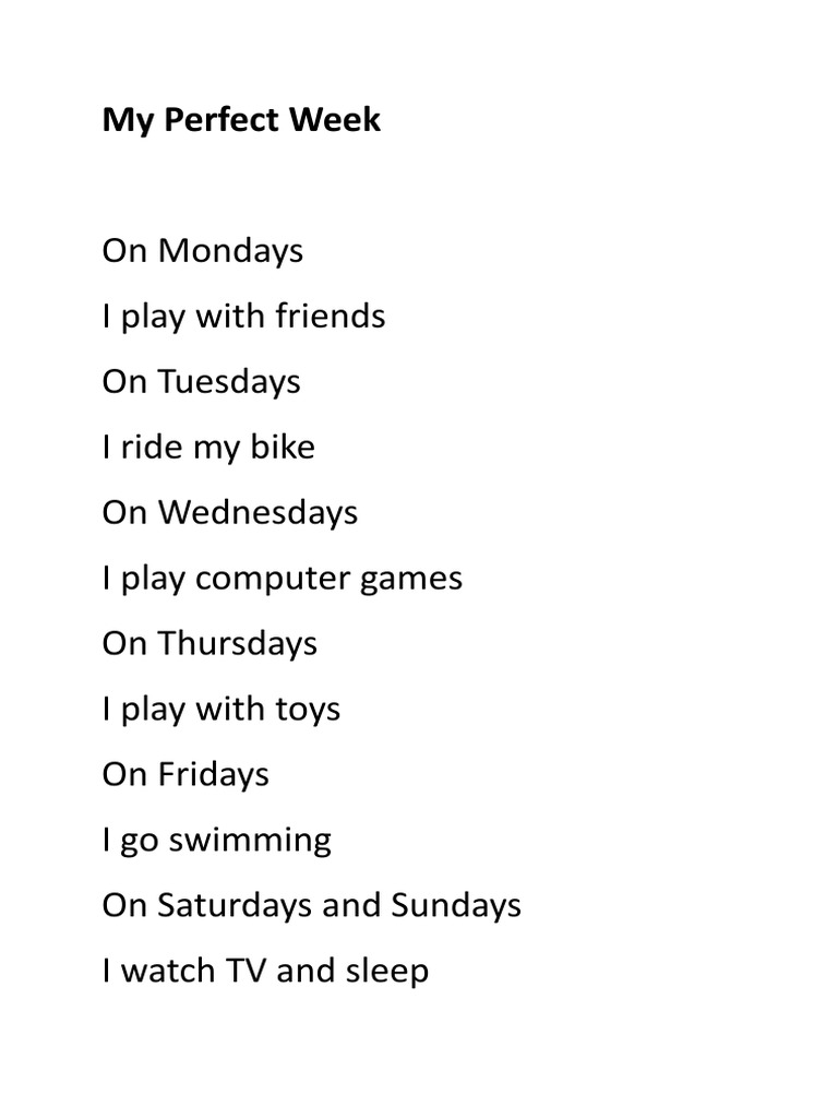 My Perfect Week | PDF