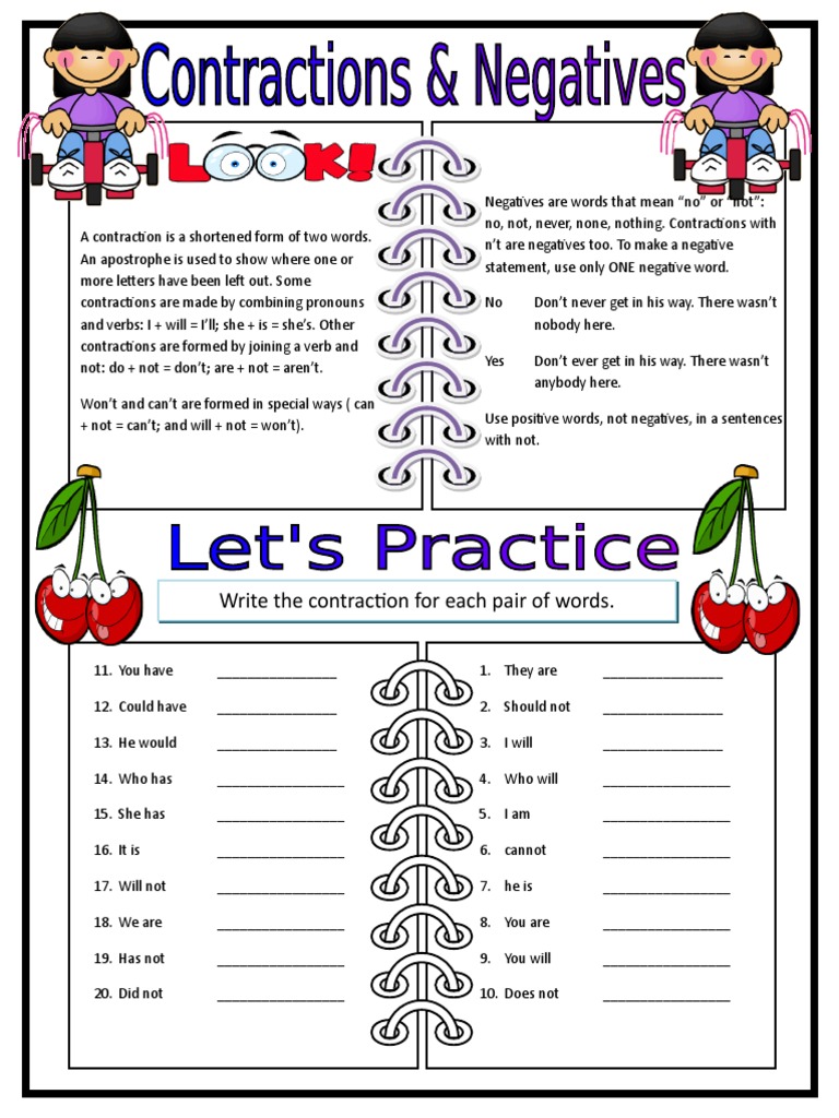 Write The Contraction For Each Pair of Words | PDF | Syntactic ...