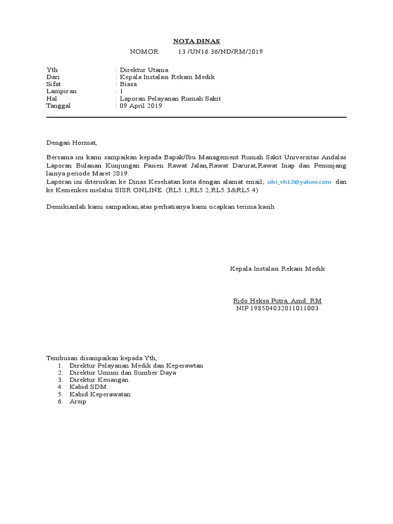 Contoh Nota Dinas Terbaru | PDF
