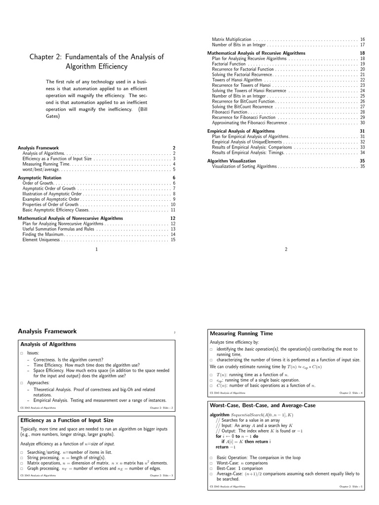 Chapter 2: Fundamentals of The Analysis of Algorithm Efficiency | PDF ...