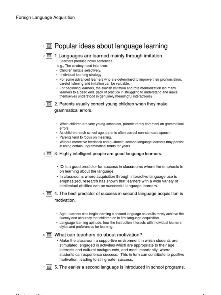 Popular Ideas About Language Learning | PDF | Second Language | Second ...