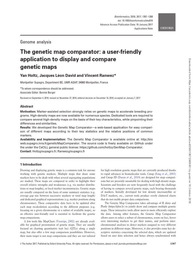 The Genetic Map Comparator | PDF | Genetic Linkage | Quantitative Trait ...