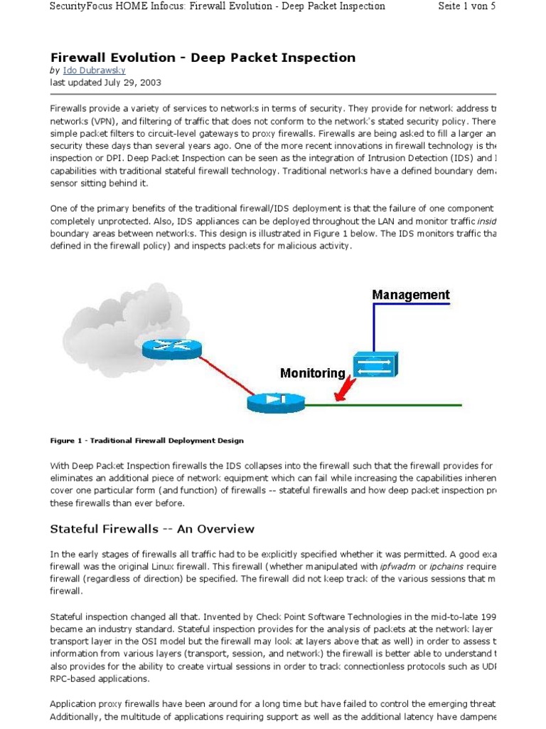 Firewall Evolution Deep Packet Inspection | PDF | Firewall (Computing ...