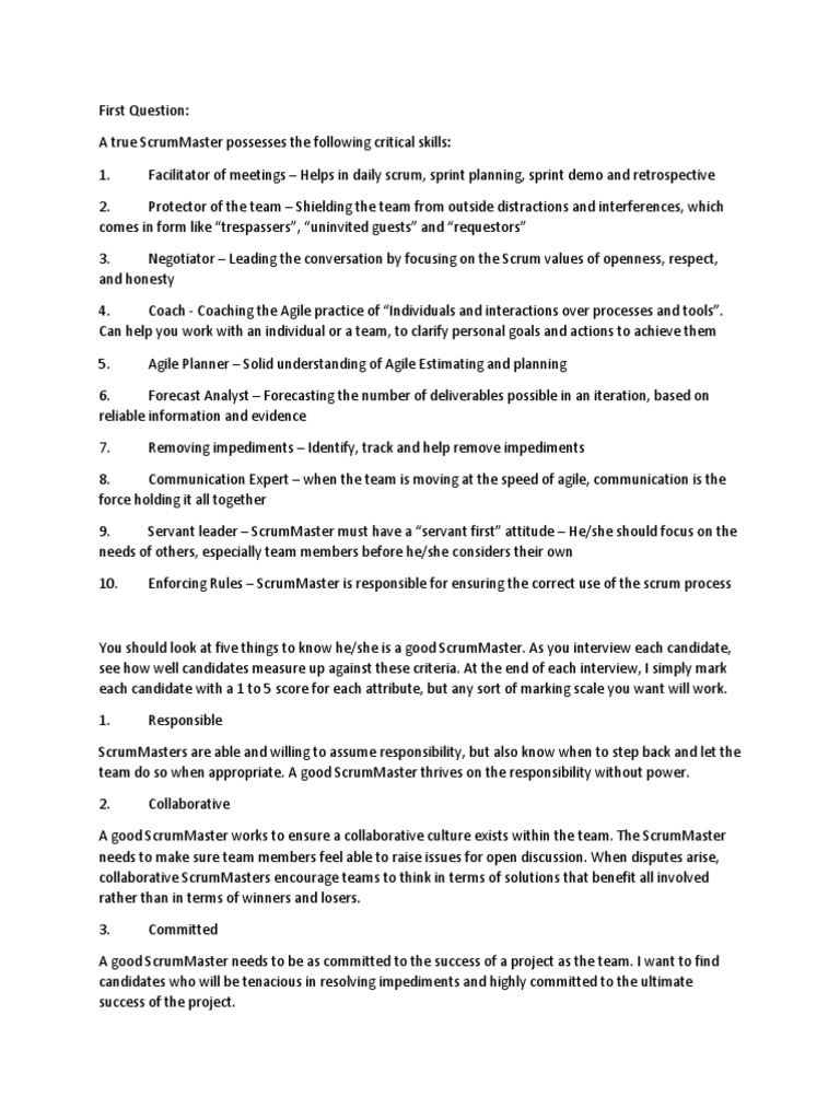 First Scrum Question Test | PDF | Scrum (Software Development) | Agile ...