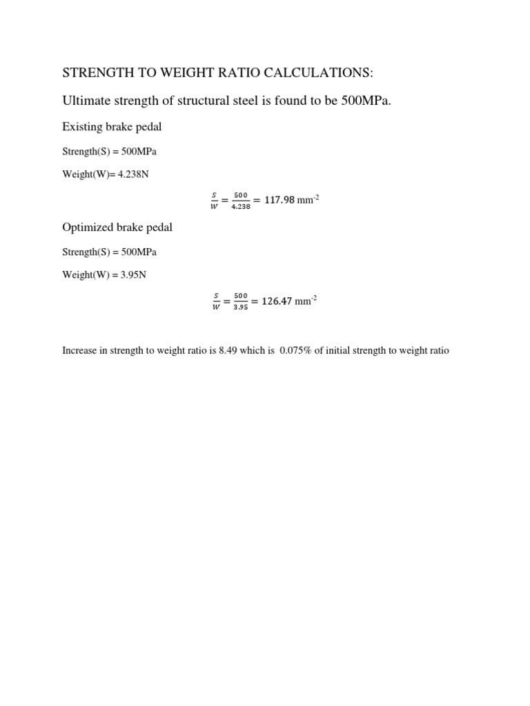 Strength to Weight Ratio Analysis | PDF