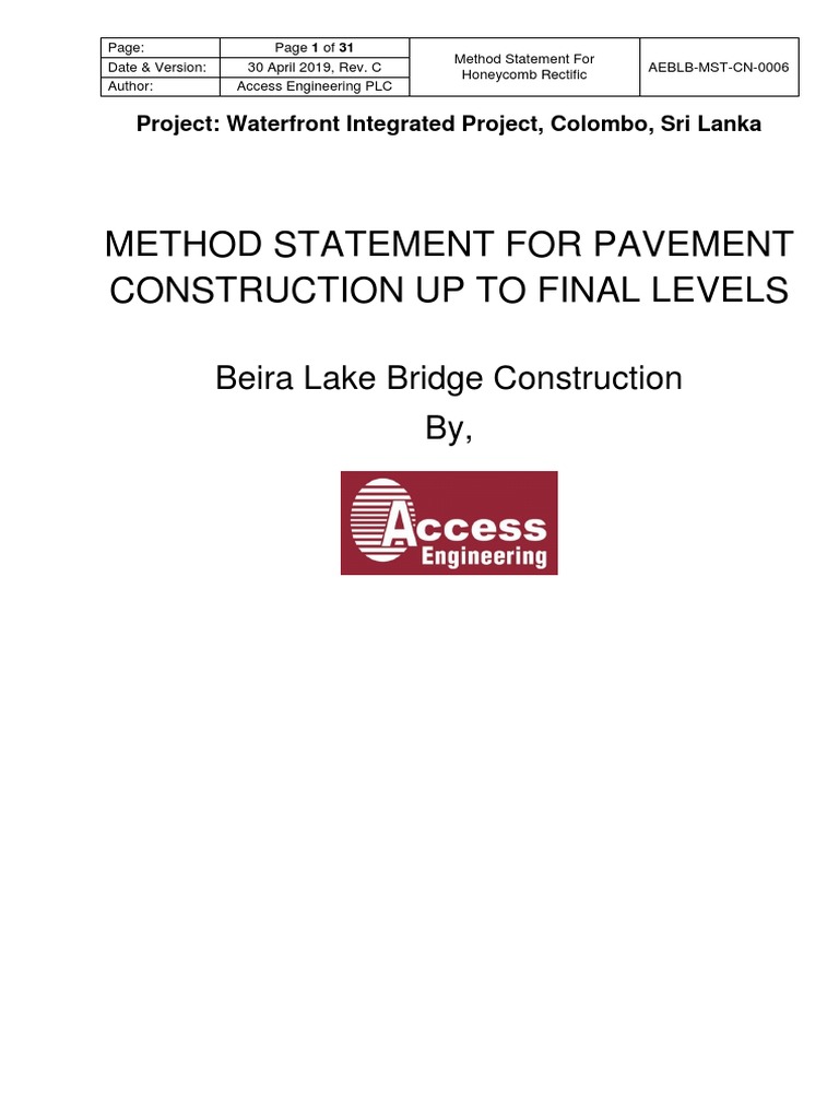 Method Statement For Pavement Construction Up To Final Levels | Road ...