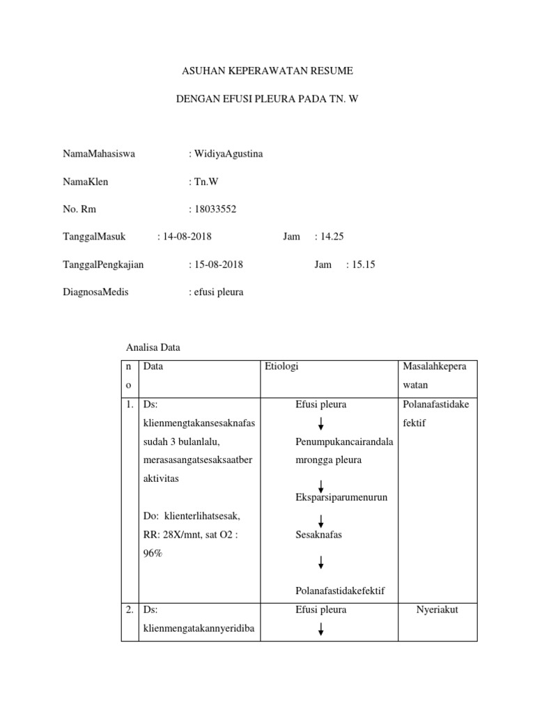 Askep Resume Efusi Pleura | PDF