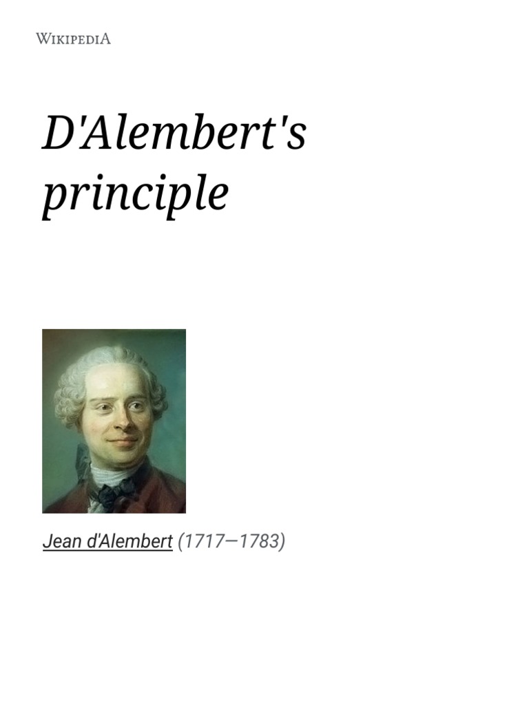 D'Alembert's Principle - Wikipedia | PDF | Torque | Inertia