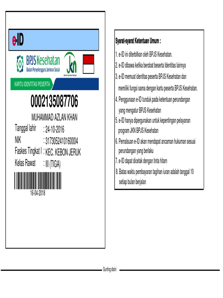 Contoh Kartu BPJS | PDF