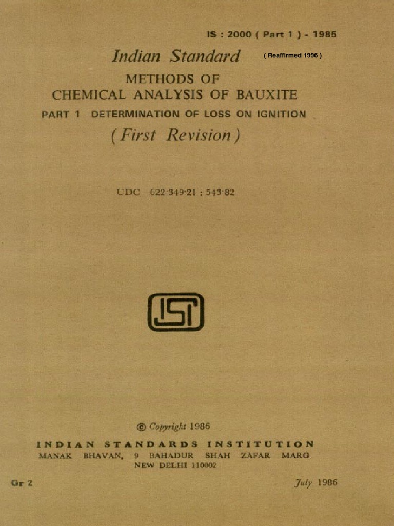 Methods of Chemical Analysis of Bauxite | PDF | Volt | Oxide
