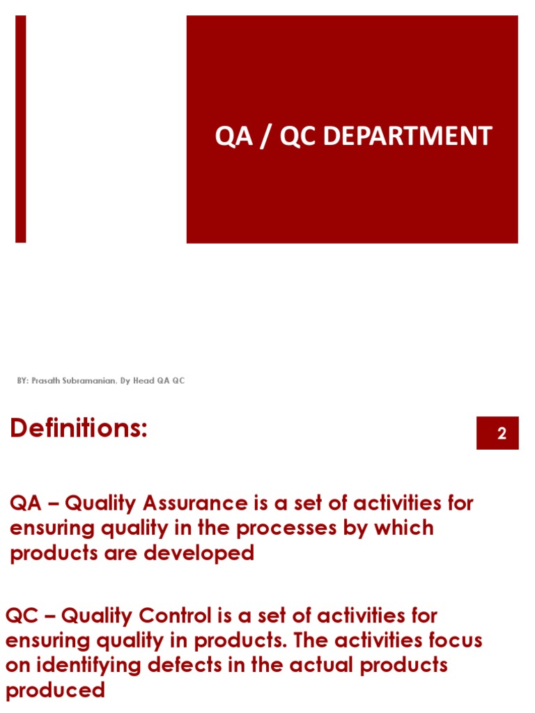 QA QC DEPT Introduction | PDF | Quality Assurance | Iso 9000