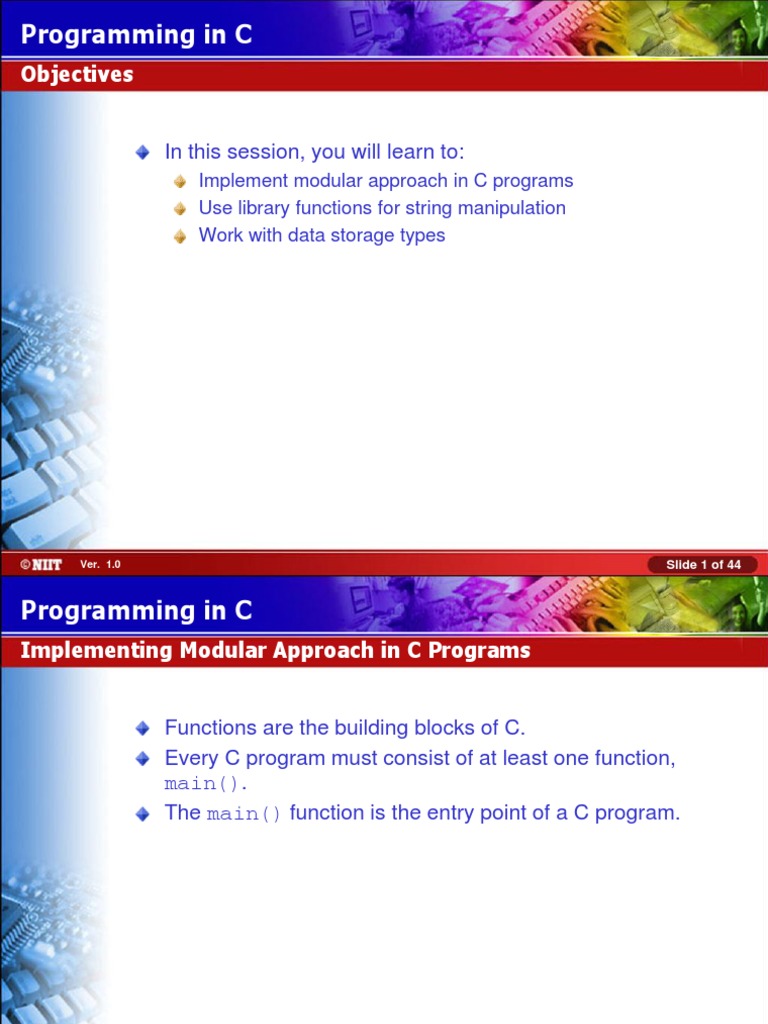 C Programming Session 08 Pdf C Programming Language Subroutine 0095