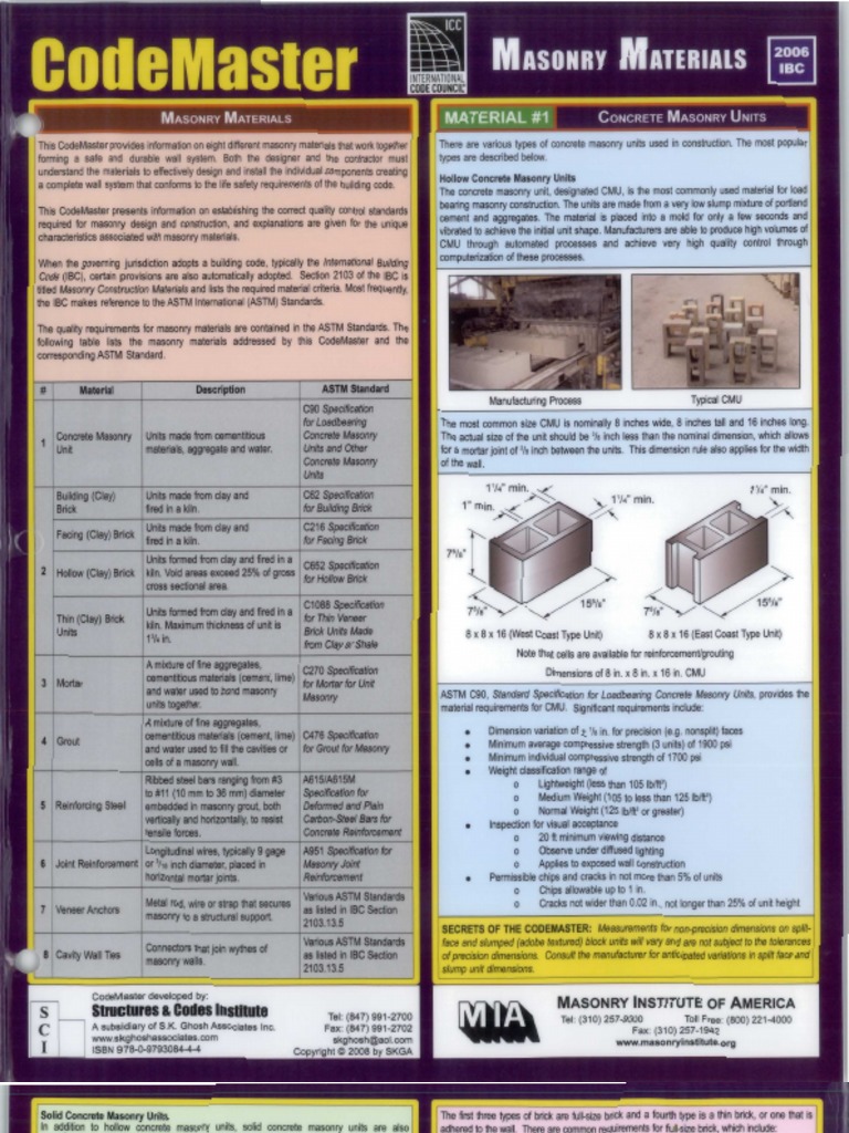 Byf CodeMaster Masonry Materials PDF | PDF