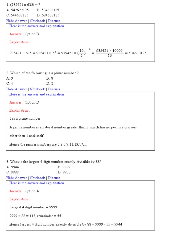 Quantitative Aptitude Questions Explained | PDF | Numbers | Number Theory