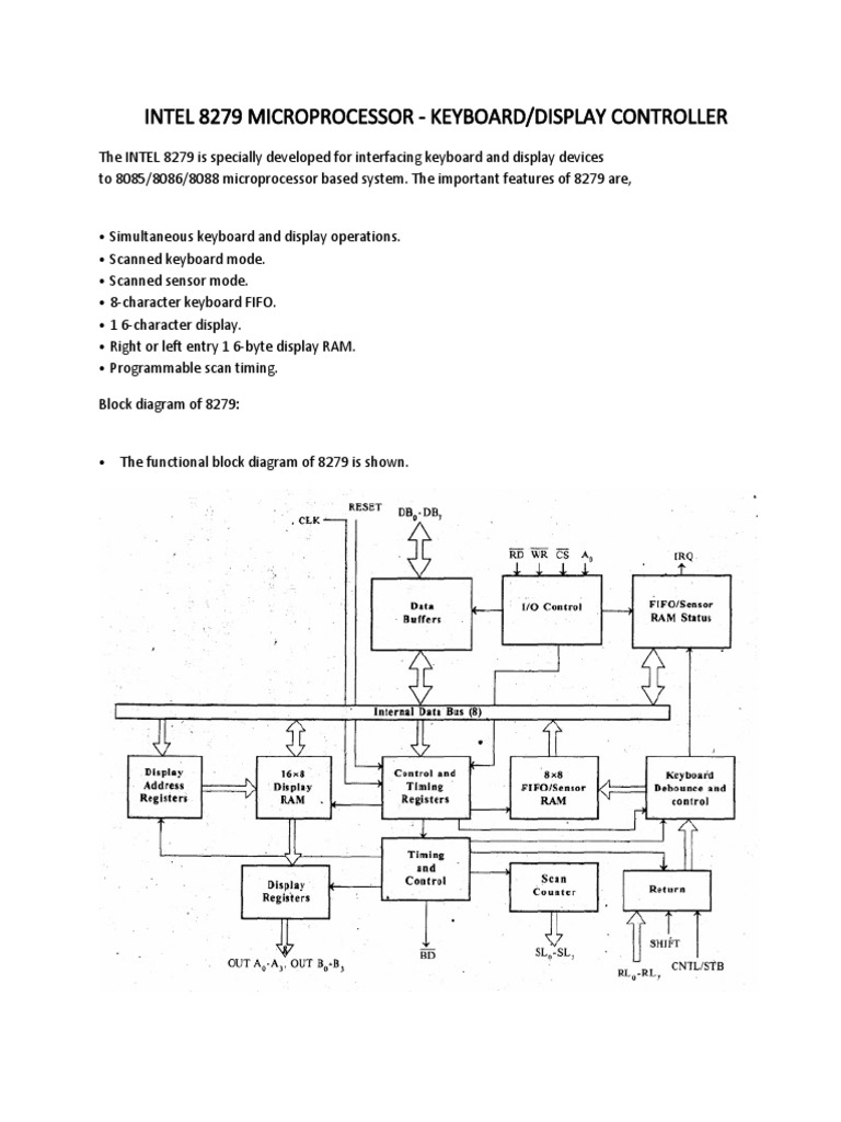 Intel 8279 Microprocessor Keyboard Display Controller | PDF | Computer Keyboard | Input/Output