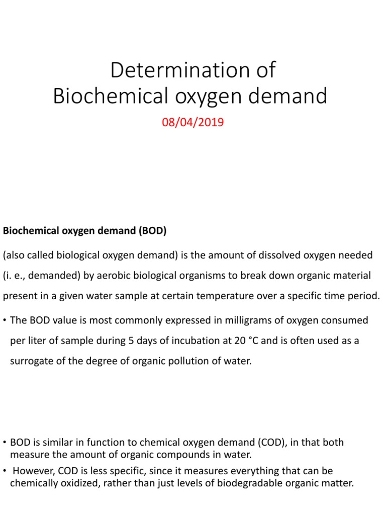Determination of Biochemical Oxygen Demand | PDF | Environmental ...