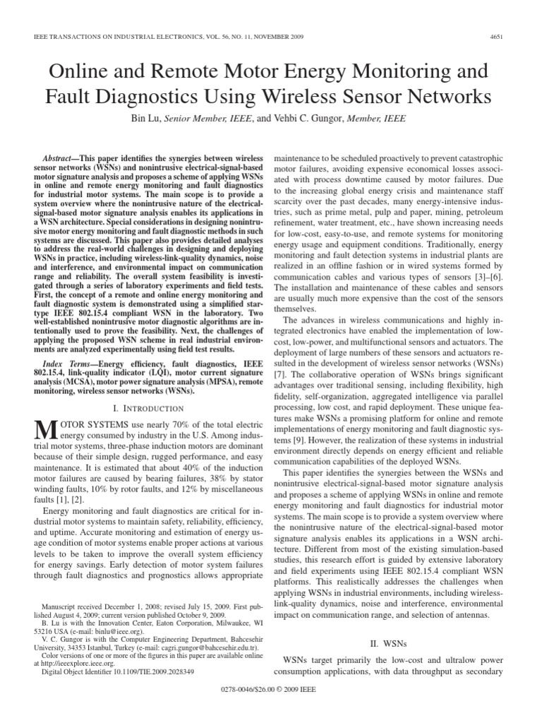 Online and Remote Motor Energy Monitoring and Fault Diagnostics Using ...