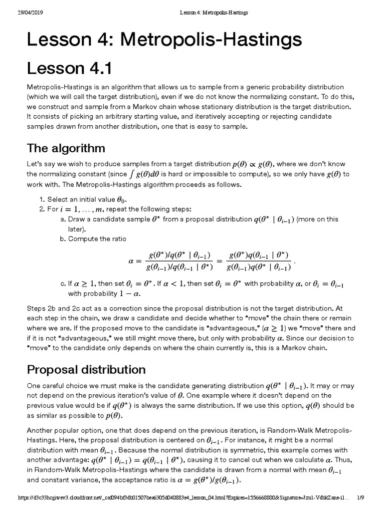 Metropolis Hastings | PDF | Mathematical Concepts | Statistical Theory