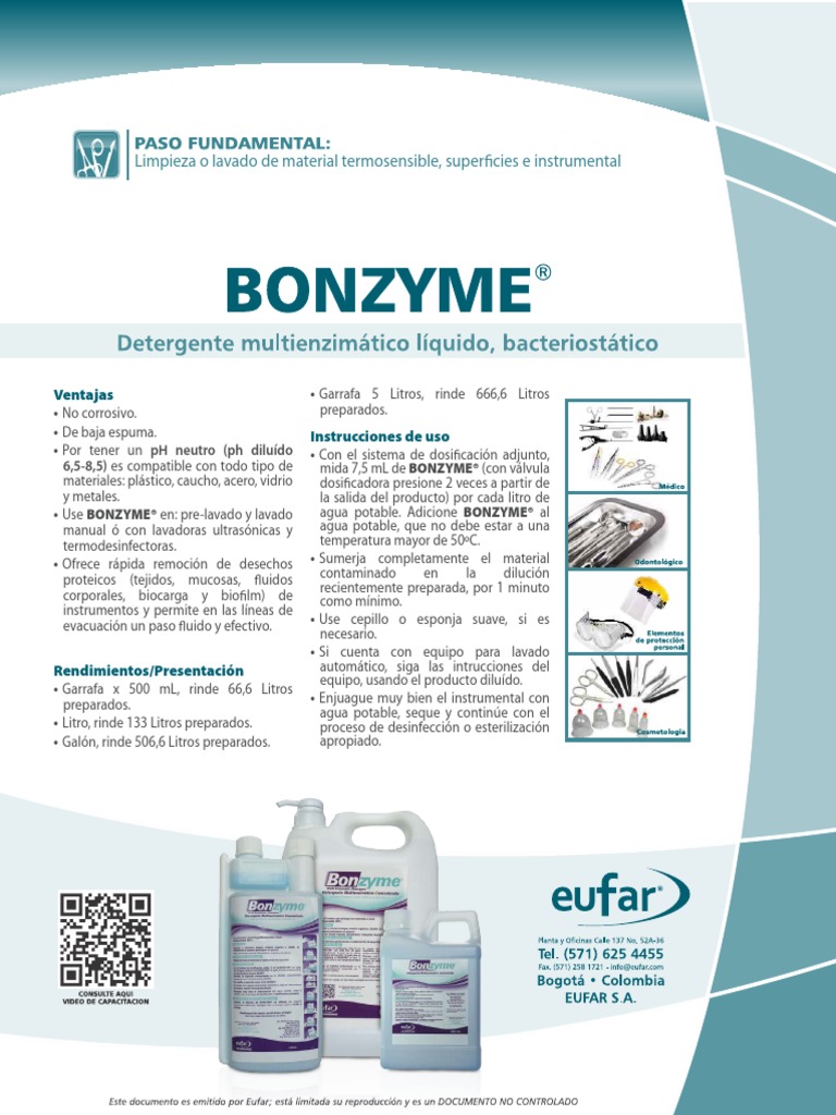 Ficha Tecnica Bonzyme | Enzima | Agua potable