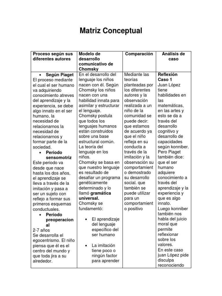 Matriz Conceptual | PDF | Noam Chomsky | Aprendizaje
