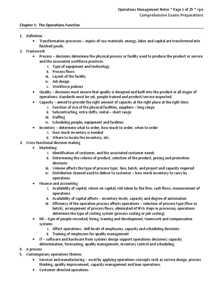 Operations Management Strategies: Linking Operations to Business ...
