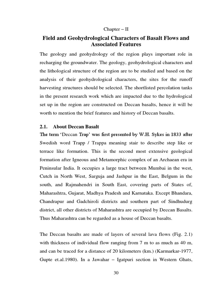 Field and Geohydrological Characters of Basalt Flows and Associated ...