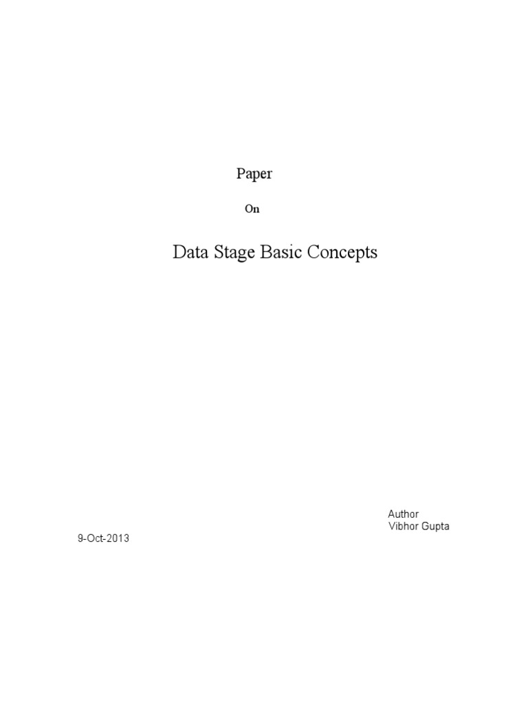 Data Stage Basic Concepts | PDF | Server (Computing) | Parallel Computing