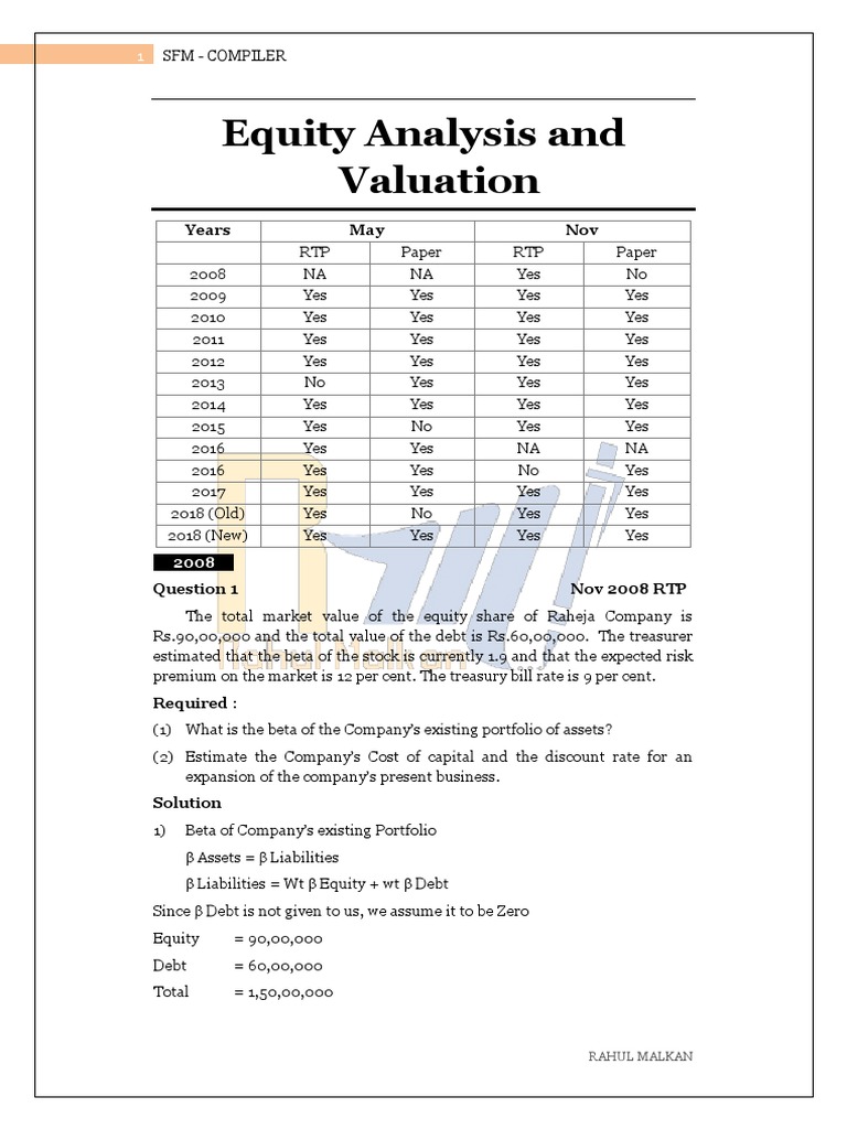 Equity Analysis and Valuation - Compiler PDF | PDF | Cost Of Capital ...