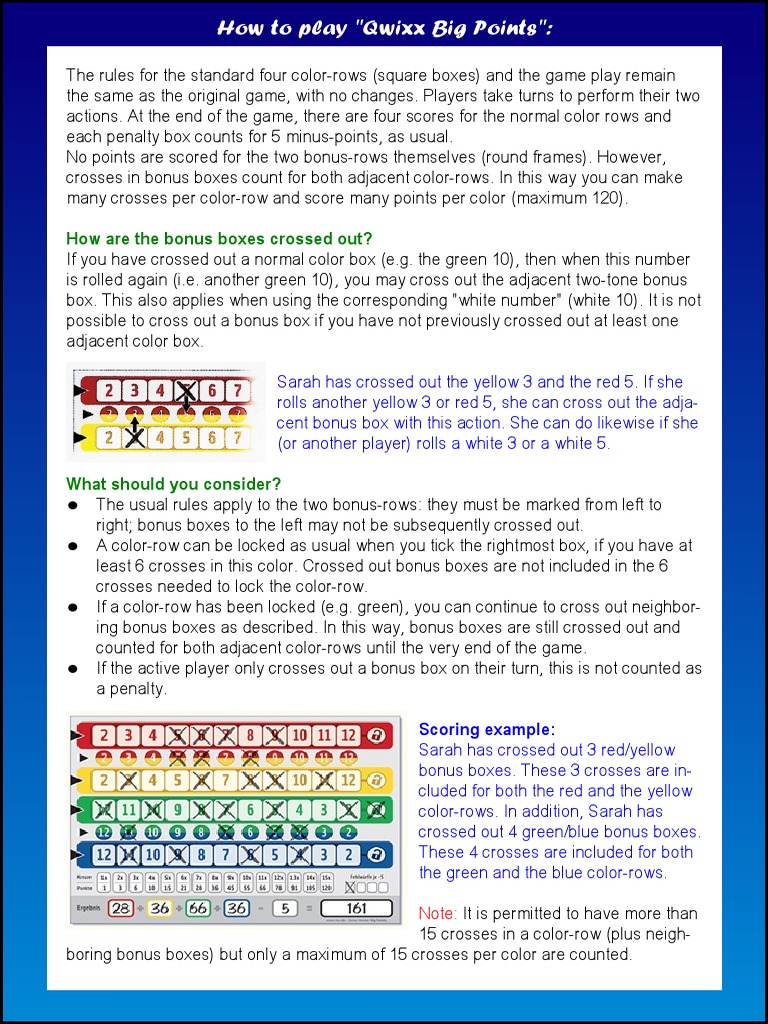 Quixx Big Points | PDF | Leisure | Sports