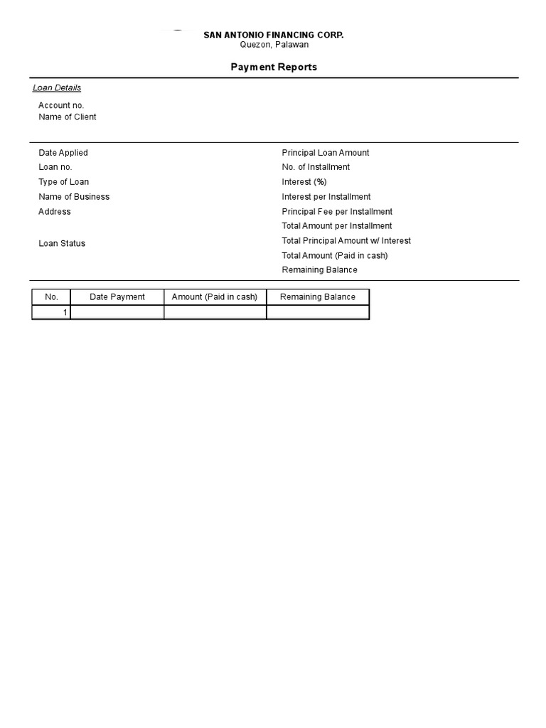 Payment Reports Pdf