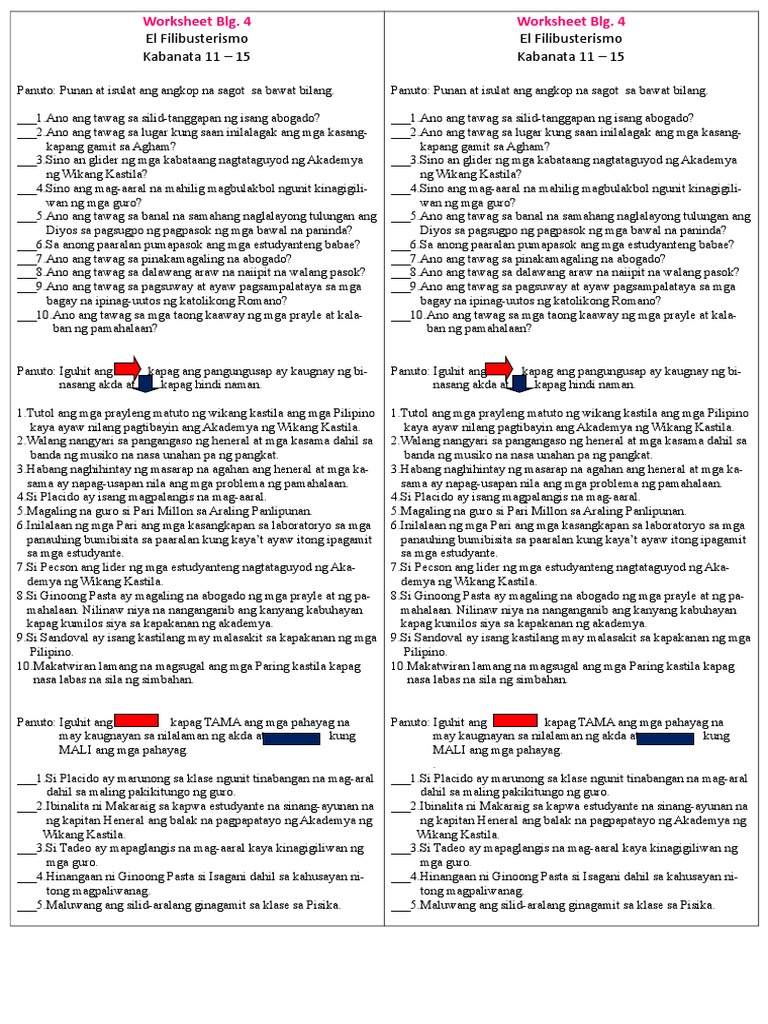 Worksheet El Fili #4 | PDF